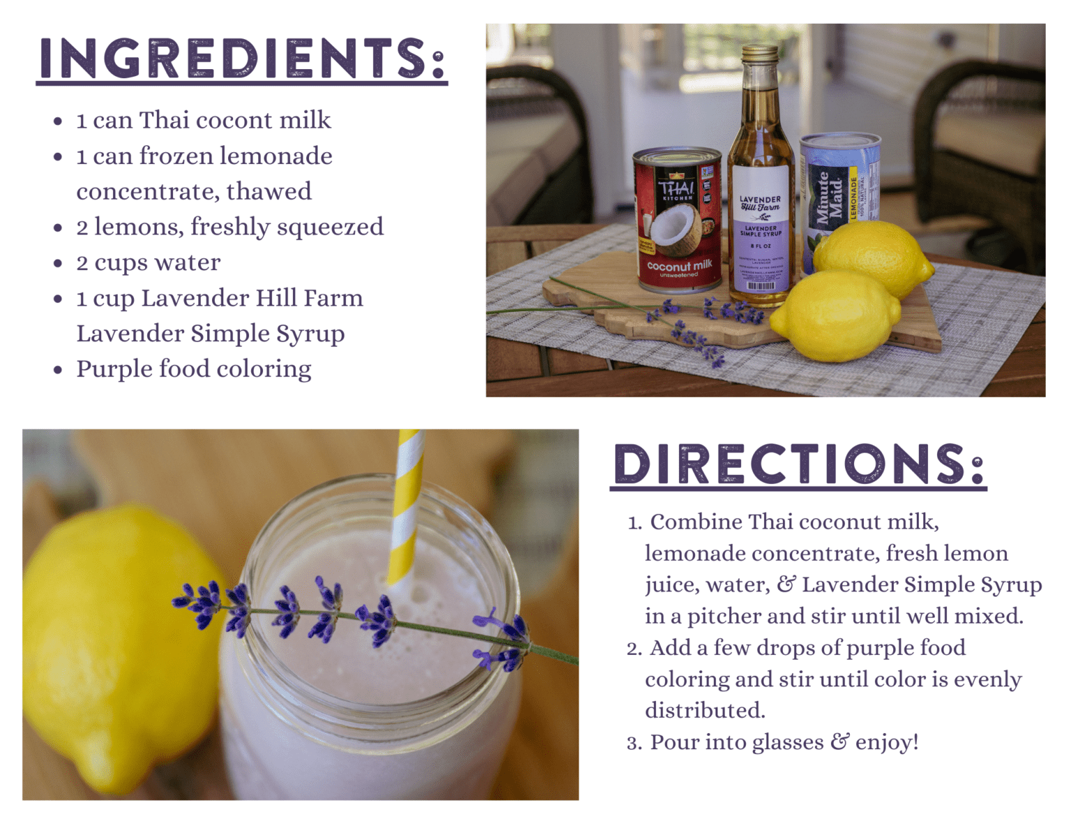 Coconut Lavender Lemonade - Lavender Hill Farm